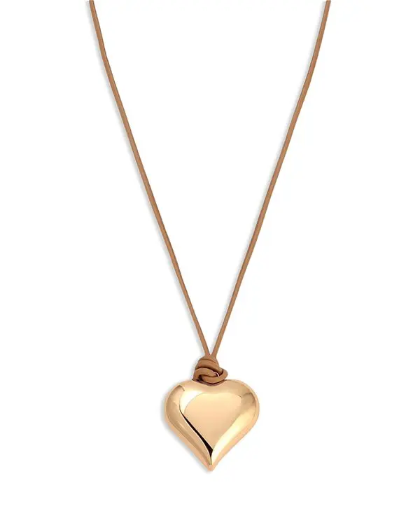 Ettika Heart Cord Pendant Necklace - Tan/gold