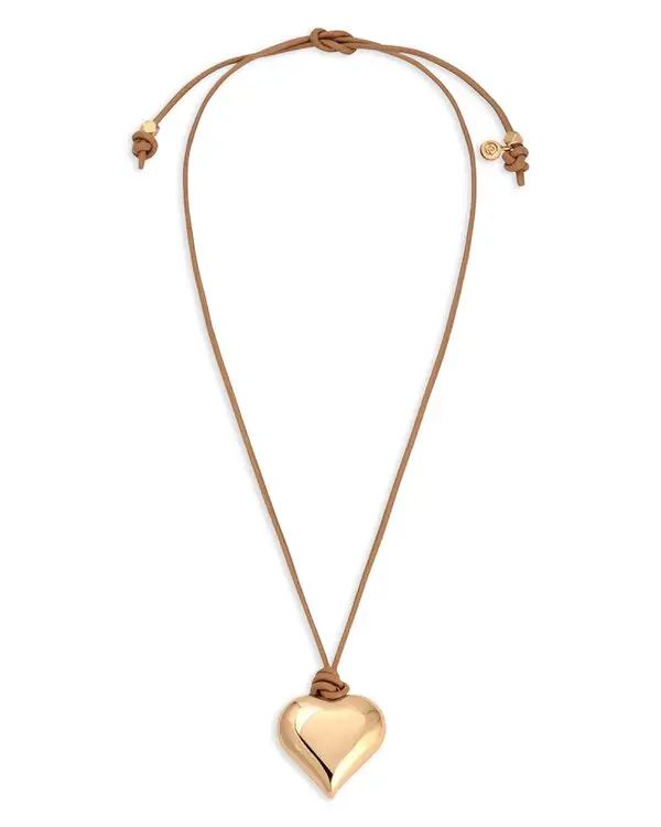 Ettika Heart Cord Pendant Necklace - Tan/gold