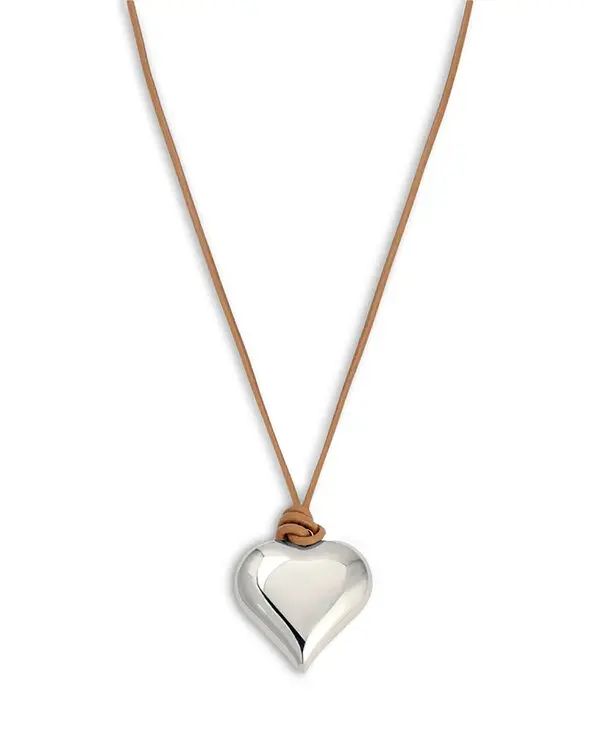 Ettika Heart Cord Pendant Necklace - Tan/silver