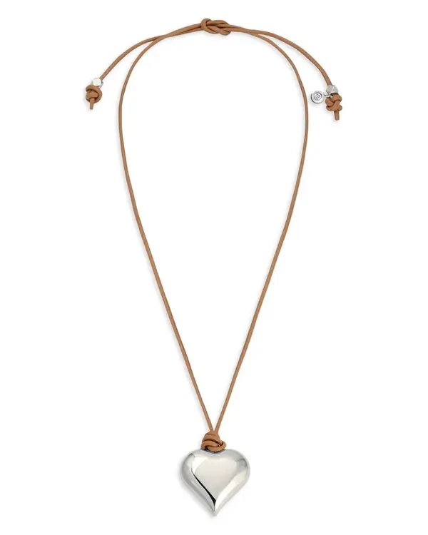 Ettika Heart Cord Pendant Necklace - Tan/silver