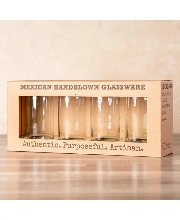 VERVE CULTURE Handblown Glasses Highball Set Of 4 - Clear