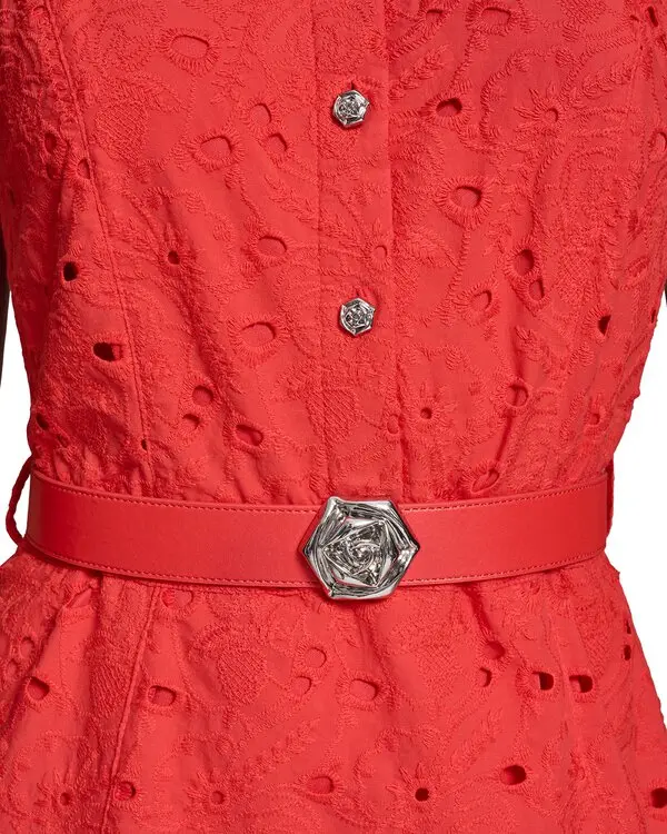 Karl Lagerfeld Paris Sleeveless Eyelet Button-down Midi Dress
