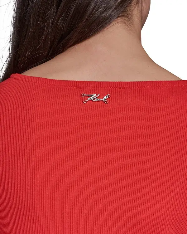 Karl Lagerfeld Paris Short Sleeve Eyelet Knit Top
