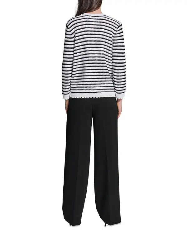 Karl Lagerfeld Paris Striped Long Sleeve Sweater With Pockets