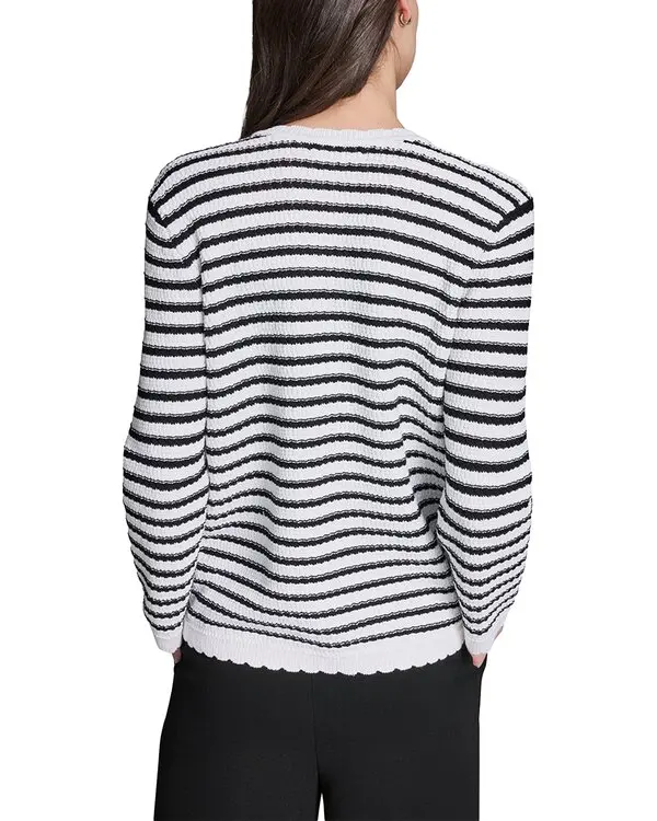 Karl Lagerfeld Paris Striped Long Sleeve Sweater With Pockets