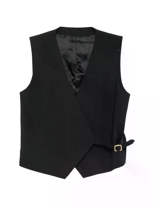 PT TORINO Buckled Wrap Waistcoat - Black
