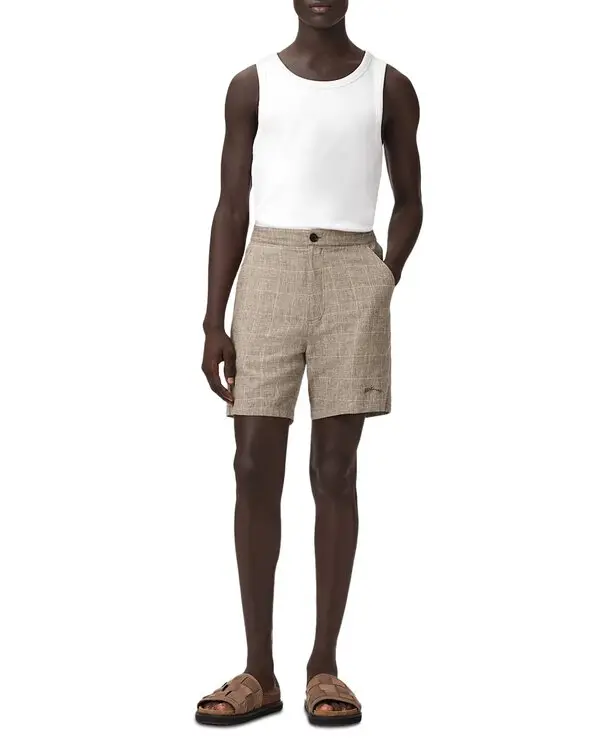 ALLSAINTS Keal Checked Linen Blend Shorts