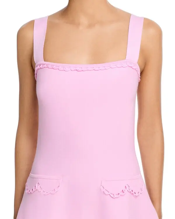 Oscar De La Renta Sleeveless Scallop Trim Knit Dress