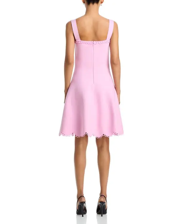 Oscar De La Renta Sleeveless Scallop Trim Knit Dress