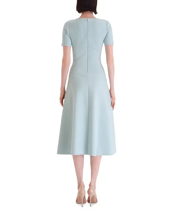 Oscar De La Renta Long A-line Chine Jacquard Knit Dress With Floral Appliques