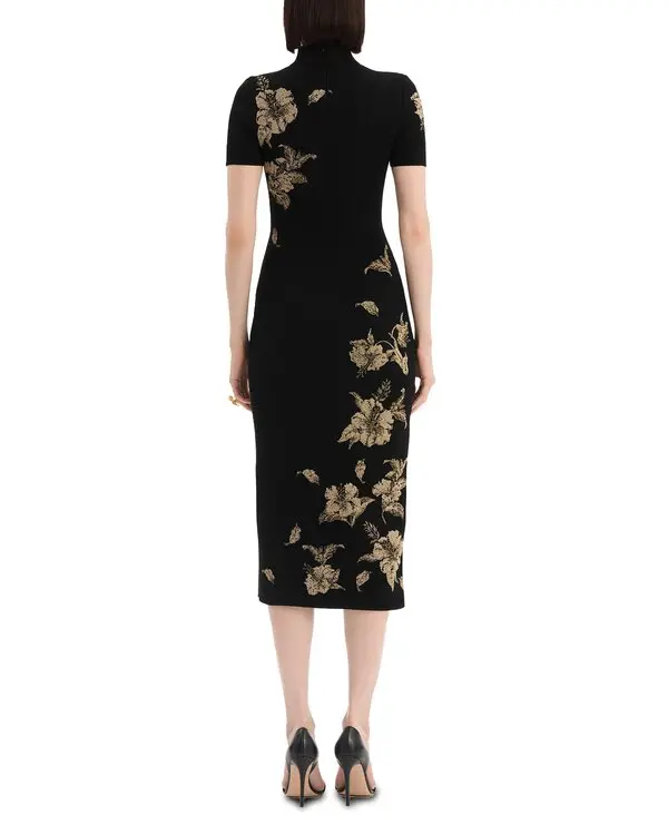 Oscar De La Renta Metallic Jacquard Knit Dress