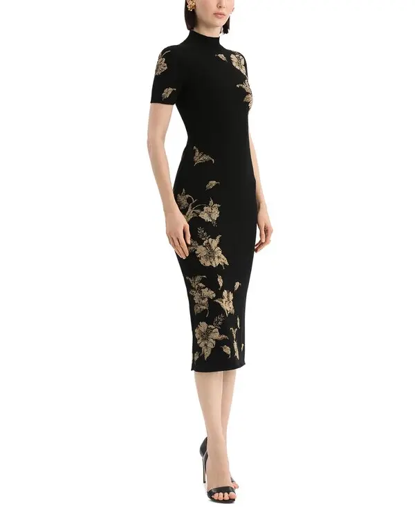 Oscar De La Renta Metallic Jacquard Knit Dress