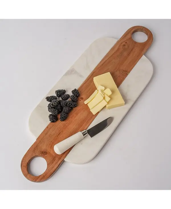 VERVE CULTURE Marble Serving Board With Hole Handles