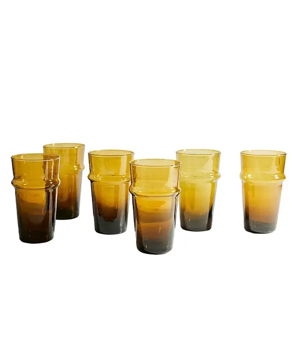 VERVE CULTURE Beldi Stacking Glass Set Of 6 - Amber