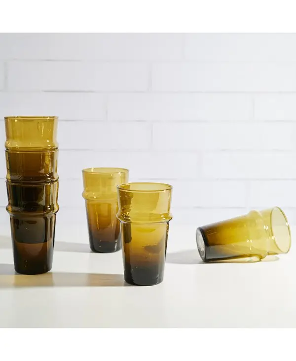 VERVE CULTURE Beldi Stacking Glass Set Of 6 - Amber
