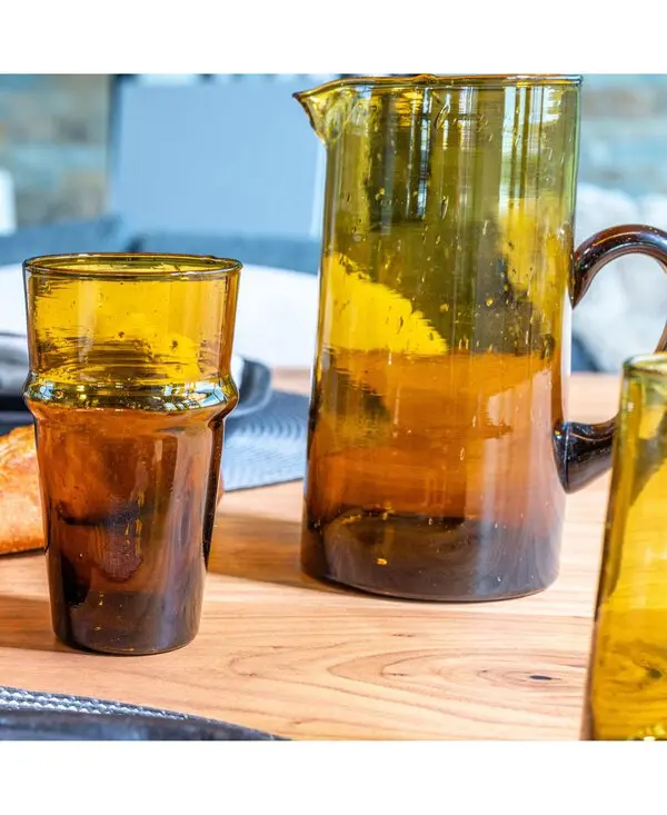 VERVE CULTURE Beldi Stacking Glass Set Of 6 - Amber