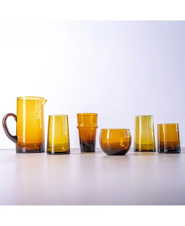 VERVE CULTURE Beldi Stacking Glass Set Of 6 - Amber