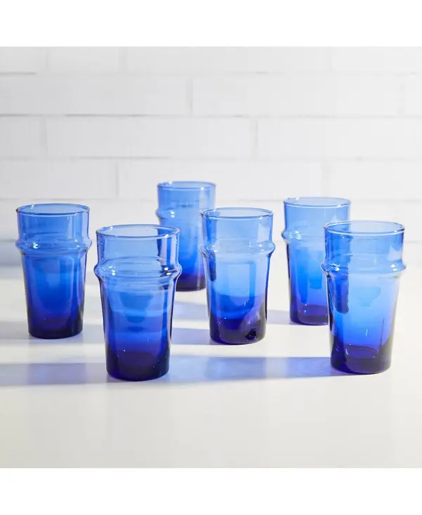 VERVE CULTURE Beldi Stacking Glass Set Of 6 - Blue