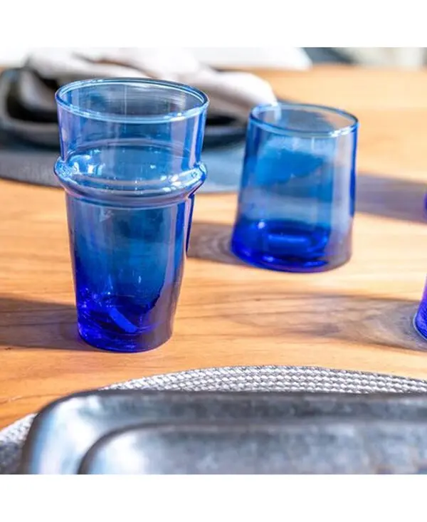 VERVE CULTURE Beldi Stacking Glass Set Of 6 - Blue