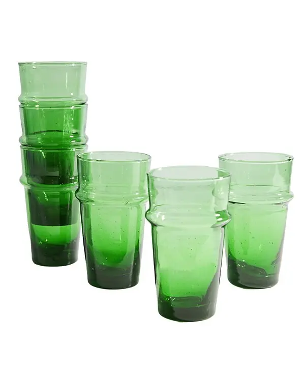 VERVE CULTURE Beldi Stacking Glass Set Of 6 - Green