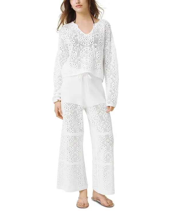 Splendid Beckham Crocheted Sweater Pants - White