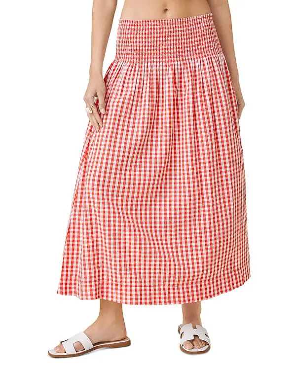 Splendid Gigi Gingham Midi Skirt - Firework/white