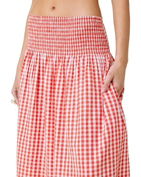 Splendid Gigi Gingham Midi Skirt - Firework/white