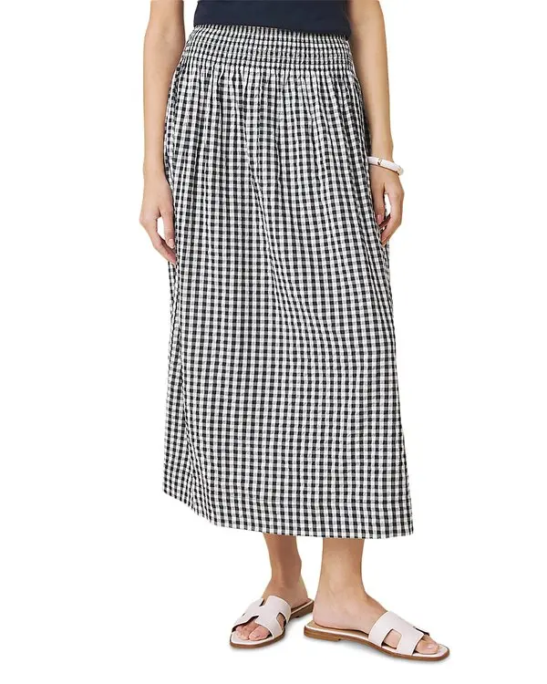Splendid Gigi Gingham Midi Skirt - Navy/white