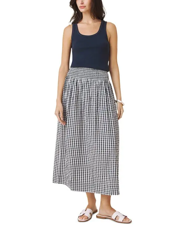 Splendid Gigi Gingham Midi Skirt - Navy/white