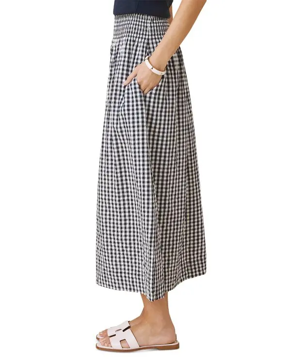 Splendid Gigi Gingham Midi Skirt - Navy/white