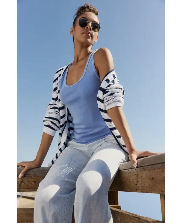 Splendid Striped Open Cardigan In Cotton