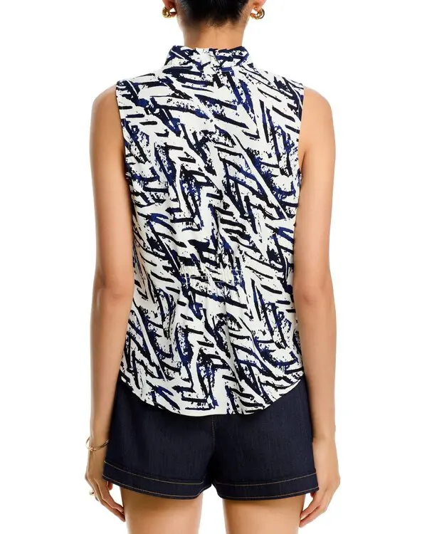 NIC+ZOE Printed Ruffle Trim Sleeveless Top