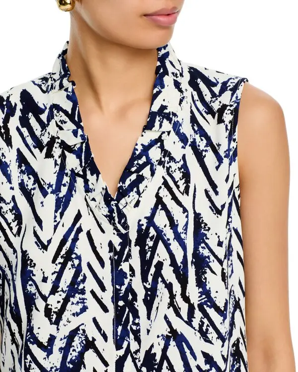 NIC+ZOE Printed Ruffle Trim Sleeveless Top