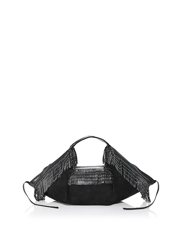 3.1 Phillip Lim Suede Fringe Studded Shoulder Bag - Black