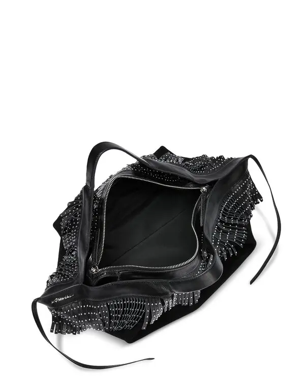 3.1 Phillip Lim Suede Fringe Studded Shoulder Bag - Black