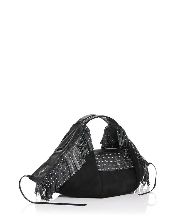 3.1 Phillip Lim Suede Fringe Studded Shoulder Bag - Black