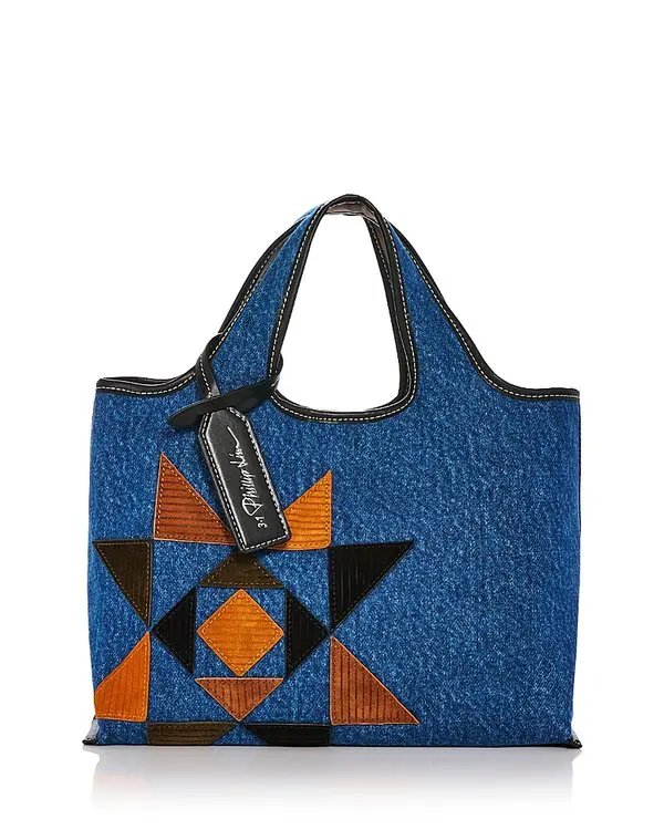 3.1 Phillip Lim Denim Mini Market Tote With Suede Quilting - Blue Indigo