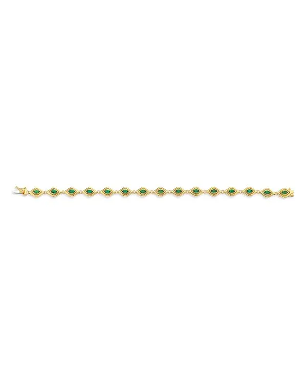 SYDNEY EVAN 14k Yellow Gold Emerald Marquis Evil Eye Eternity Bracelet