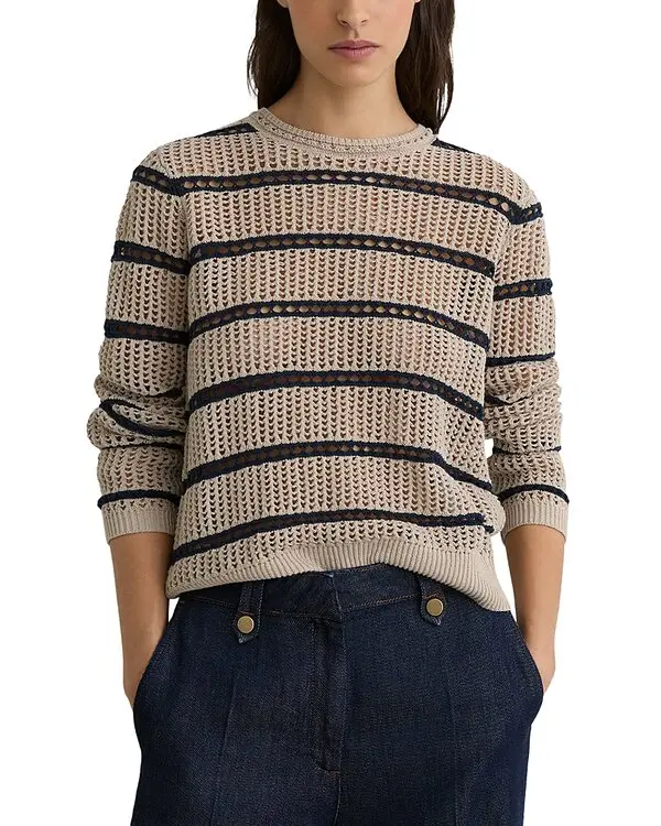 REISS Skylar Striped Knit Jumper - Neutral/navy