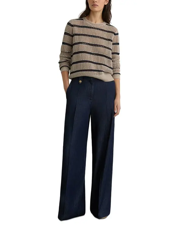 REISS Skylar Striped Knit Jumper - Neutral/navy