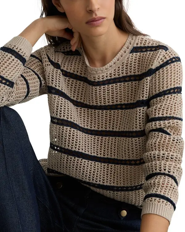 REISS Skylar Striped Knit Jumper - Neutral/navy