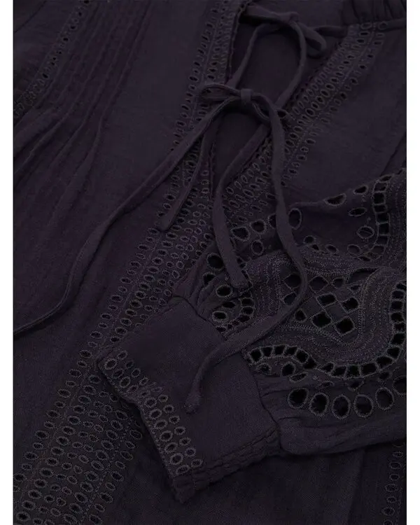 REISS Gia Dress With Embroidered Details - Navy