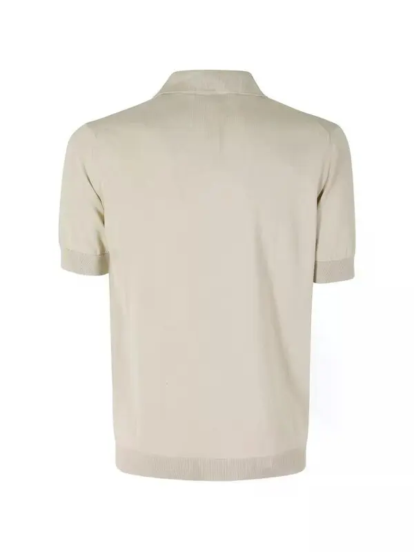 FILIPPO DE LAURENTIIS Fine-knit Short-sleeve Polo Shirt - Neutrals