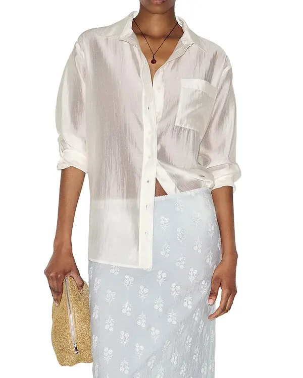 REFORMATION Eli Oversized Shirt - Sheery Ivory