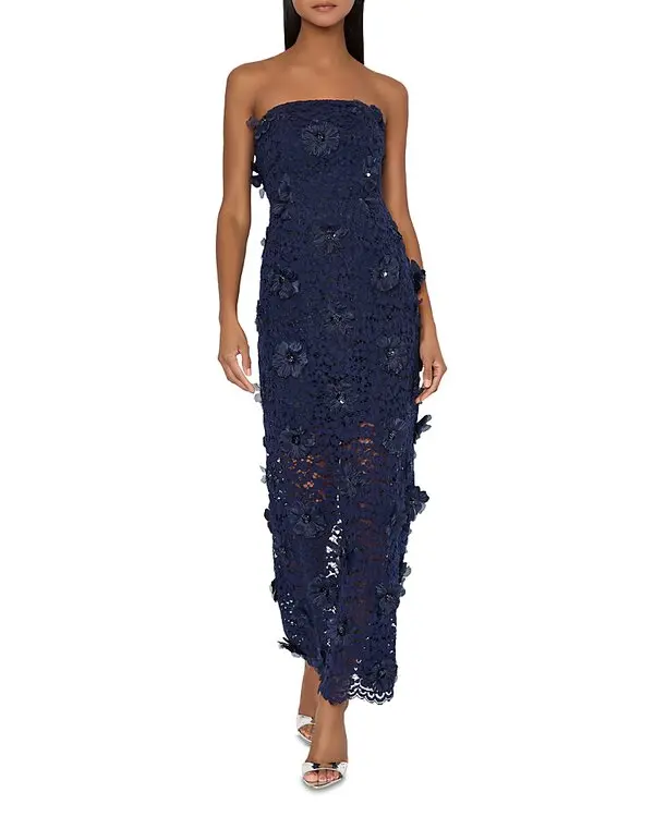 MILLY Orion Tulip Jacquard Strapless Dress