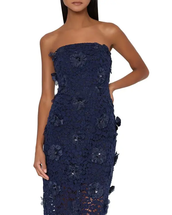 MILLY Orion Tulip Jacquard Strapless Dress