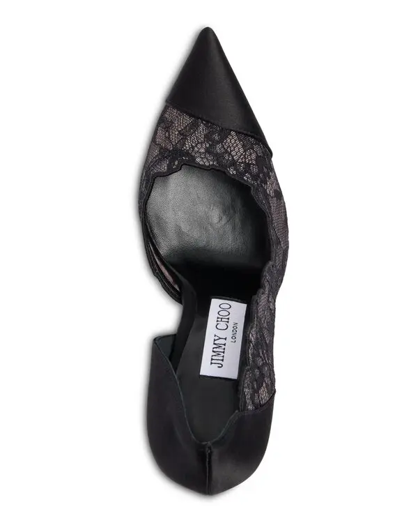 JIMMY CHOO Brigitte 100 Lace And Satin Pumps - Black/black