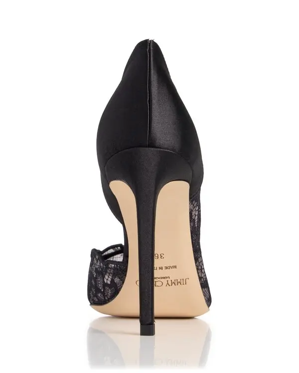 JIMMY CHOO Brigitte 100 Lace And Satin Pumps - Black/black