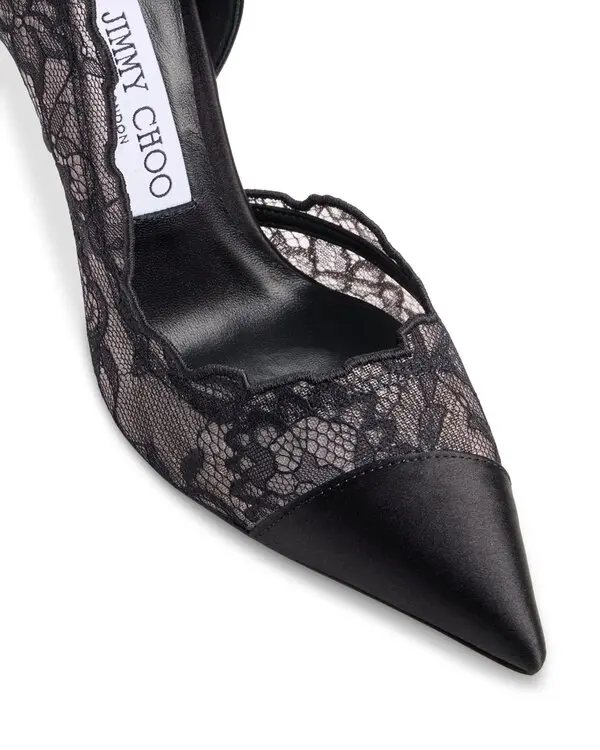 JIMMY CHOO Brigitte 100 Lace And Satin Pumps - Black/black