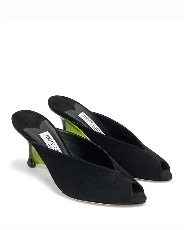 JIMMY CHOO Glace 80 Mules - Black/clover
